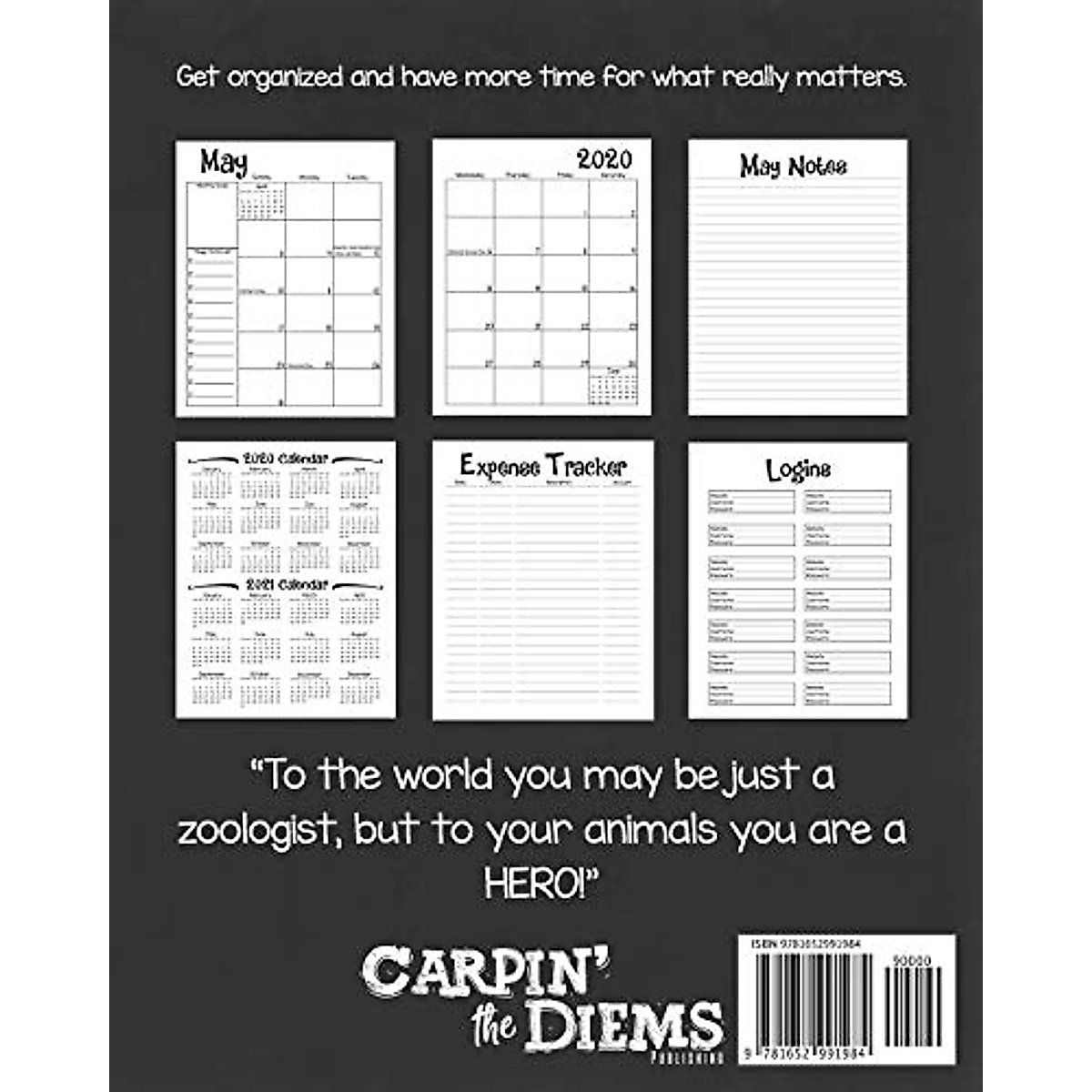 Zoologist 2020-2021 Calendar and Notebook: If You Think My Hands Are Full You Should See My Heart: 2-year Monthly Organizer (Jan 2020 - Dec 2021); ... Notes Pages, Expense Log, Password Logins