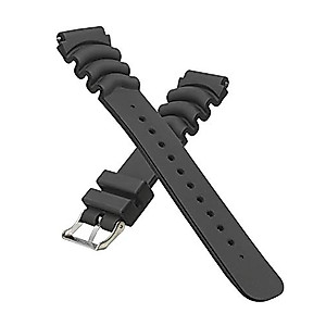 STUNNING SELECTION ALPINE Heavy Duty Black Rubber Watch Band for Diver Watches for Wider wrist ONLY (Fits wrist sizes 7 1/2 to 9 inch) - 22XL, BLACK