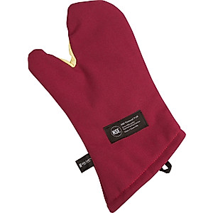 San Jamar KT0215 Cool Touch Flame Conventional High Heat Intermittent Flame Protection up to 900°F Oven Mitt, 15" Length, Red