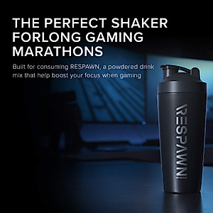 RESPAWN By Razer Stainless Steel Shaker - Black - Dual-Insulated Shaker Cup - Built-In Grate - Locking Cap - 20oz
