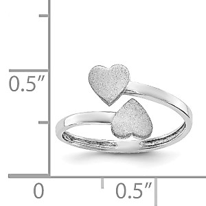 IceCarats 14K White Gold Double Heart Love Ring