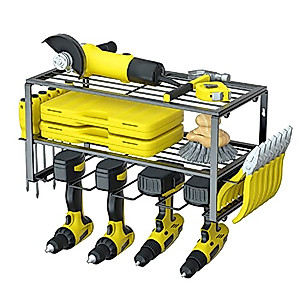 Power Tool Organizer, Garage Tool Organizers and Storage, 3 Layers Heavy Duty Metal Tool Shelf, Drill Holder Wall Mount, Utility Storage Rack for Cordless Drill Charging Station Screwdriver