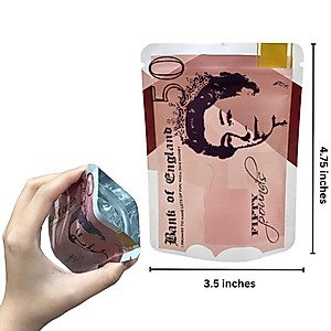 Generic 100 Pack Mylar Bags 3.5, Money Designed Bags, Resealable Storage Baggies, 3.5 Gram Snack Candy Bags, 3.5 x 4.75 inches, Red