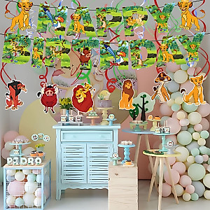 NVDFJEU Party Banner Hanging Swirls For Lion King,For lion Birthday Theme Party Decorations Supplies, Greener