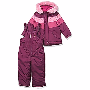 OshKosh B'Gosh baby girls Ski Jacket and Snowbib Outfit Set Snowsuit, Burgundy/Pink, 12 Months US