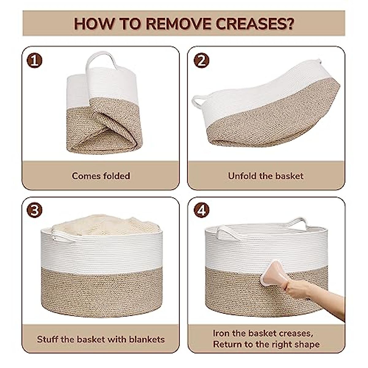 Goodpick Large Cotton Rope Basket, 83L Big Woven Storage Basket, Blanket Organizers and Storage, Baby Nursery Laundry Basket, Extra Large Toy Bin for Storage, 21.7 x 13.8 inches