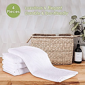 CANFOISON Bamboo Washcloths for Face and Body, 4 Pack White Washcloths for Adult Kids Baby Luxury Super Soft Highly Absorbent Bathroom Towels 13"x13"