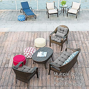 QILLOWAY Outdoor Seat/Back Chair Cushion Tufted Pillow, Spring/Summer Seasonal All Weather Replacement Cushions. (Grey)