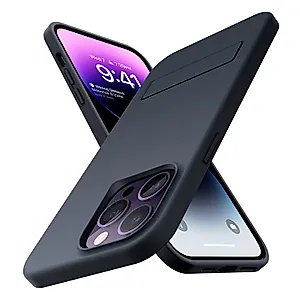 TORRAS Designed for iPhone 14 Pro Max Case with Stand, [10FT Military Grade Drop Protection] [3 Stand Ways Kickstand] Slim Soft-Touch Silicone Anti-Scratch for iPhone 14 Pro Max Phone Case, Black