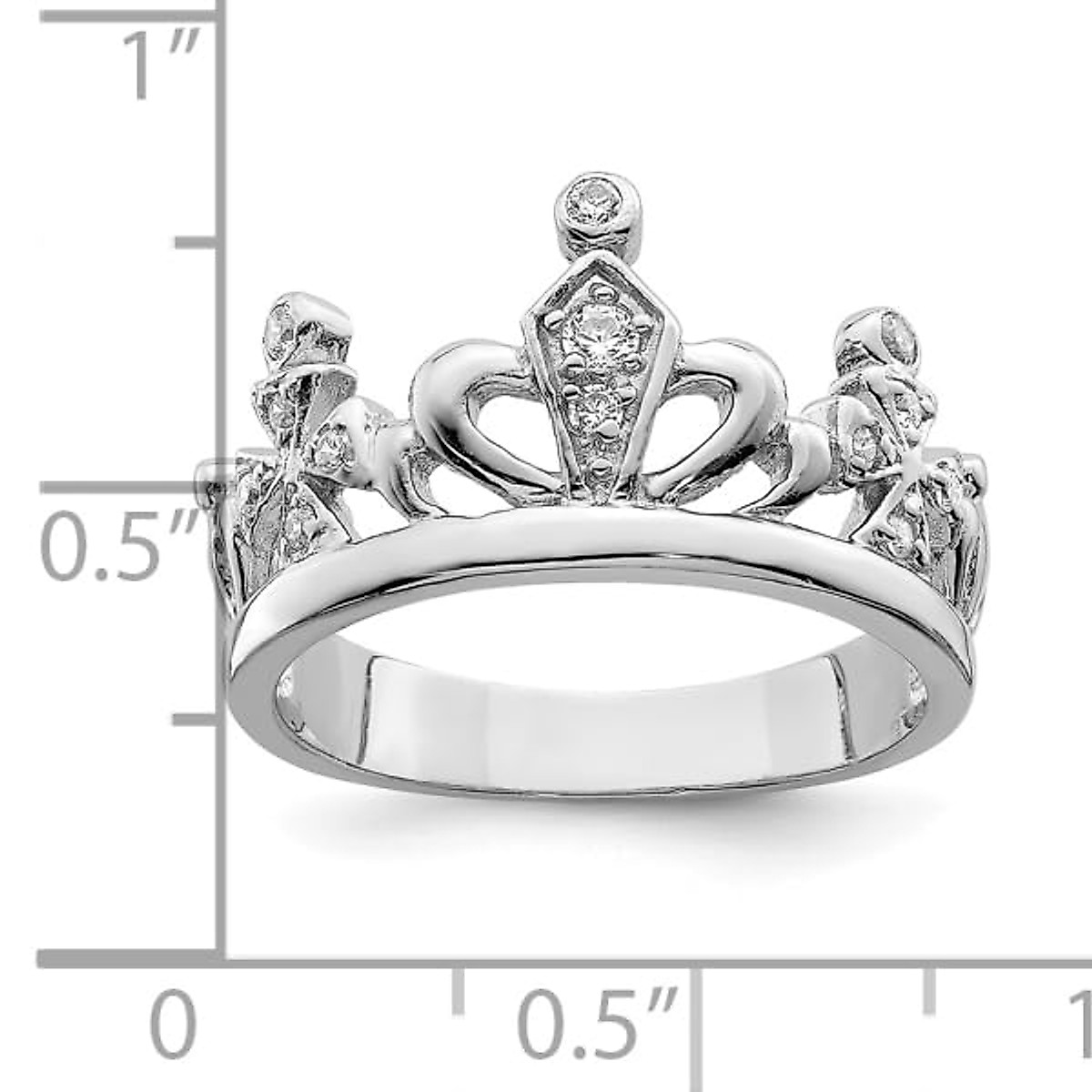 IceCarats 925 Sterling Silver Cubic Zirconia CZ Royal Princess Crown Ring Size 8