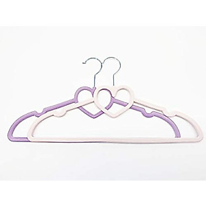 DOTMALL Love Shaped Velvet, Non-Slip Space Saving Suit Hangers,Strong and Duralable Jacket Hangers,Heavy Duty Clothes Hanger Purple- Pack of 10