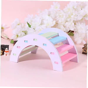 Ipetboom Chinchilla Toys Hamster Wooden Ladder Bridge Rat Chew Toy Guinea Pigs Climbing Toy Small Animals Cage Accessories for Chinchillas Gerbil Mice Ferret Rainbow Color Hamster Toys