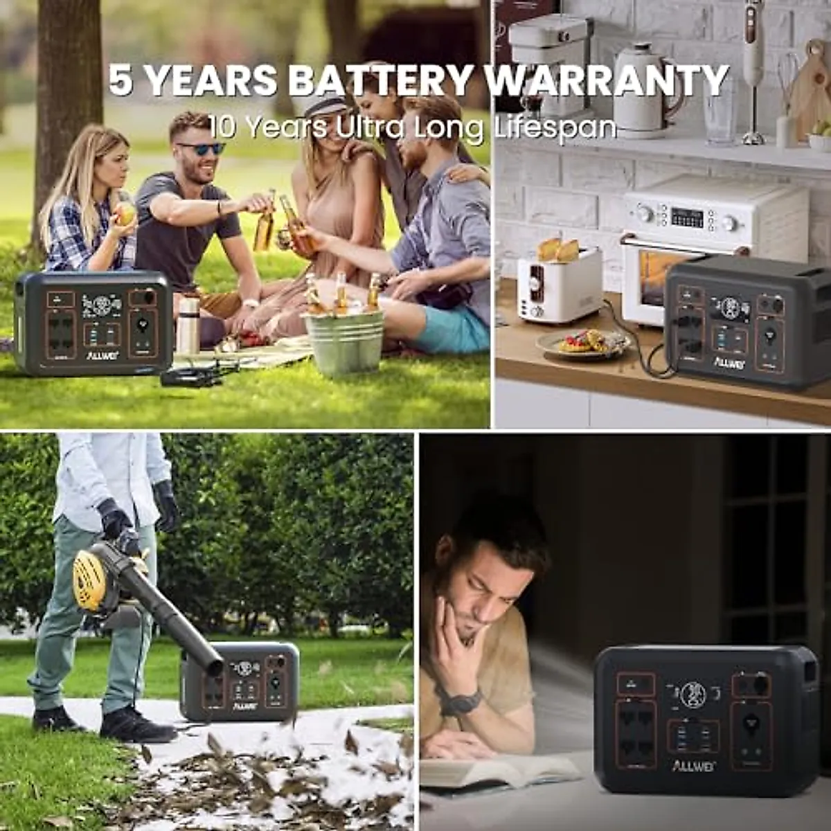 ALLWEI LiFePO4 Solar Generator 1200W(Peak 2400W) with 1 * 200W Solar Panel, Fast Charge in 1.5Hrs, 1008Wh Portable Power Station, 4* AC Outlet, UPS Mode, Outdoor Generator for RV Camping Emergency