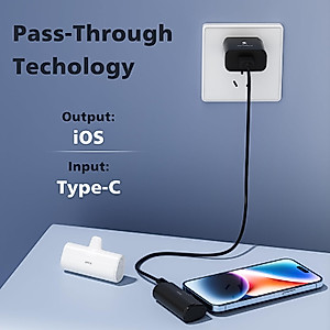 UPEB 2 Packs Portable Phone Charger iPhone 5000mAh with Built in Cable, MFi Certified Mini Power Bank Cordless External Battery Pack Charger for All iPhone Series 14/13/12/11/XR/X/SE/8/7/6 Pro Max