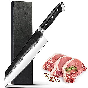 BLACKSMITH-SWORD's Professional Kitchen Knife, 9 Inch chef knife high carbon steel Ultra Sharp chefs knife, G 10 Micarta, Bolster & Pommel Handle,Boning Knives ,Chef's Knives