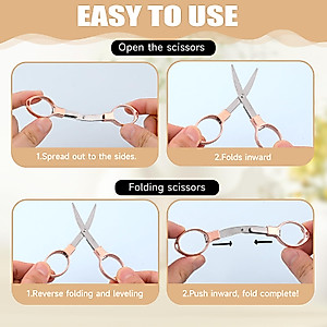 2pcs Folding Scissors Portable Safety Small Travel Scissors Anti Rust Badge Scissors Mini Shear Telescopic Cutter,Little Scissors for Nurse Travel Office Fishing Crafts