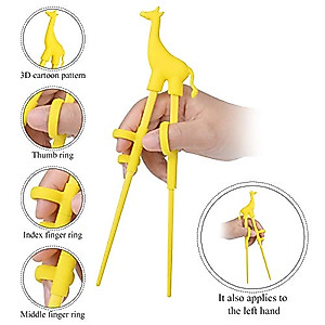 Training Chopsticks, Cute Animal Shape Easy to Use Learning Chopsticks for Kids With attachable for Right or Left Handed Child Adults Beginners (4 pack)