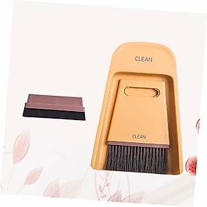GOOHOCHY Household Broom and Dustpan Soft Bristle Broom Car Dustpan and Broom Office Supplies Mini Hand Broom Table Broom and Dustpan Mini Broomstick Desktop Sweep Cleaning Brush Yellow