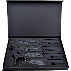 Kitchen Ceramic Knife Set Professional Knife With Sheaths, Super Sharp Rust Proof Stain Resistant (6" Chef Knife, 5" Utility Knife, 4" Fruit Knife, 3" Paring Knife, One Peeler)