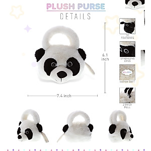 DolliBu Panda Plush Handbag - Super Soft Plush Stuffed Animal Purse for Children's Accessories, Kids Hand Bag Toy Purse, Pretend Play, Fluffy Dress Up Toy Purses for Girls & Boys