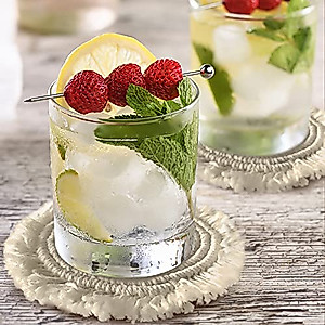 Macrame Coasters 4 Pack Boho Coasters Beige Absorbent Coasters Set for Wooden Table Protection Woven Handmade Housewarming Gift Presents for New Home