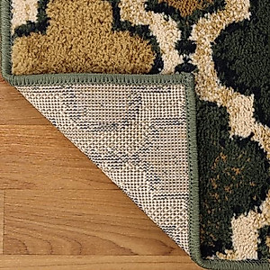 Superior Indoor Large Area Rug, Jute Backed, Perfect for Living/ Dining Room, Bedroom, Office, Kitchen, Entryway, Modern Geometric Trellis Floor Decor, Viking Collection, 5' x 8', Green