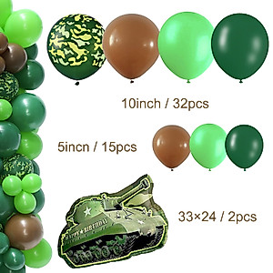 Homond Army Party Decorations, Army Birthday Party Supplies Kit, Army Decorations For Party, Army Banner Cake Topper Swirls, Camouflage Balloon Garland Arch Kit Green Brown