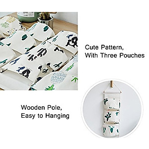 KRLIFCSL Cactus Wall Door Closet Hanging Storage Bag Canvas Fabric 3 Pockets Over The Door Organizer Pouch, 2 Pack (Cactus)
