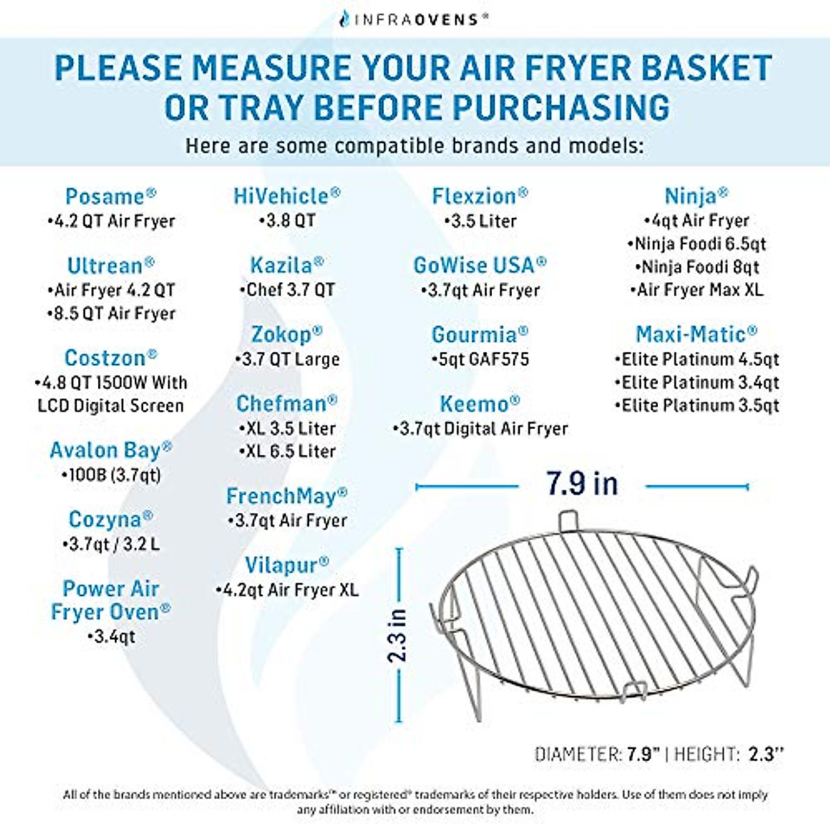 Air Fryer Accessories Compatible with Gourmia, Ninja, Ninja Foodi Accessories, Chefman XL, Gowise, Cozyna, Power + MORE - 7PCS Includes Magnetic Air Fryer Cheat Sheets, Air Fryer Liners, Grill Brush