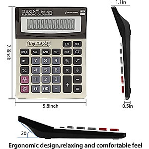 Office Calculator for Desk, 12 Digit Big Button Mechanical Calculators Desktop with Large LCD Display Dual Power for Home School and Business.