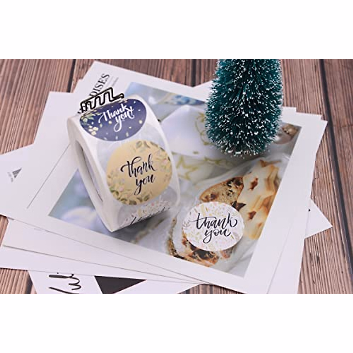 Thank You Stickers, 1000 Pieces Round Shape Labels in 2 Rolls Large Self-Adhesive Thank You Decoration for Holiday, Parties, Home, School, Office