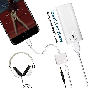 2 Pack iPhone Headphone Adapter, iPhone Adapter for Headphone Jack 2 in 1 [Apple MFi Certified] Lightning to 3.5mm Aux Audio Dongle Charger Splitter for iPhone 14/13/12/11/XS/XR/X/8/7/iPad/iPod
