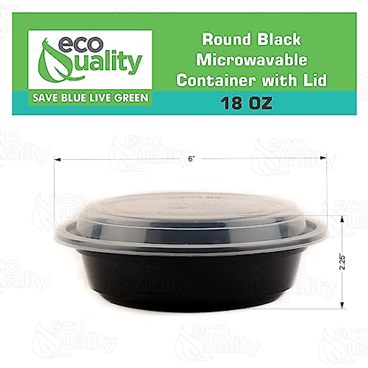18 oz - 300 Count - Round Microwaveable Plastic Meal Prep Containers with Lids - Food Storage Container - Certified BPA-Free, Stackable, Reusable Microwave, Dishwasher,Freezer Safe, Disposable (Black)