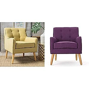Christopher Knight Home Felicity Mid-Century Fabric Arm Chair, Wasabi & Felicity Mid-Century Fabric Arm Chair, Purple
