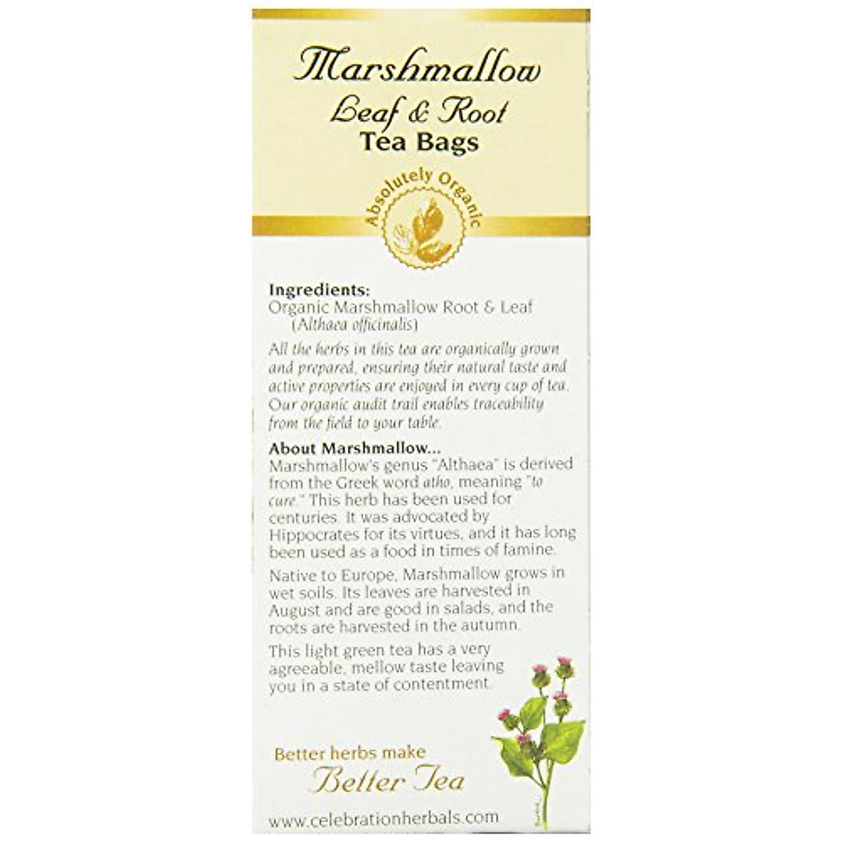 CELEBRATION HERBALS Marshmallow Leaf & Root Organic 24 Bag, 0.02 Pound