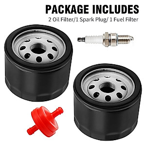 SYOWADA 2 Pcs 951-12690 Oil Filter Replacement For Huskee LT3800 LT4200 LT 4200 Lawn Mower, Replacement For Craftsman LT1500 R1000 RER1000 With Spark Plug Fuel Filter