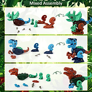 LeonMake Dinosaur Toys for Kids 3-5: Take Apart Dinosaur Toy for 3 4 5 6 7 8 Year Old Boys Girl | STEM Construction Building Dinosaur with Electric Drill | Boys Toys Age 6-8 | Birthday Gifts