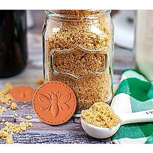 dgudgu Brown Sugar Keeper Bee 4 Terra Cotta Brown Sugar Saver disk clay disc for brown sugar brown sugar softener