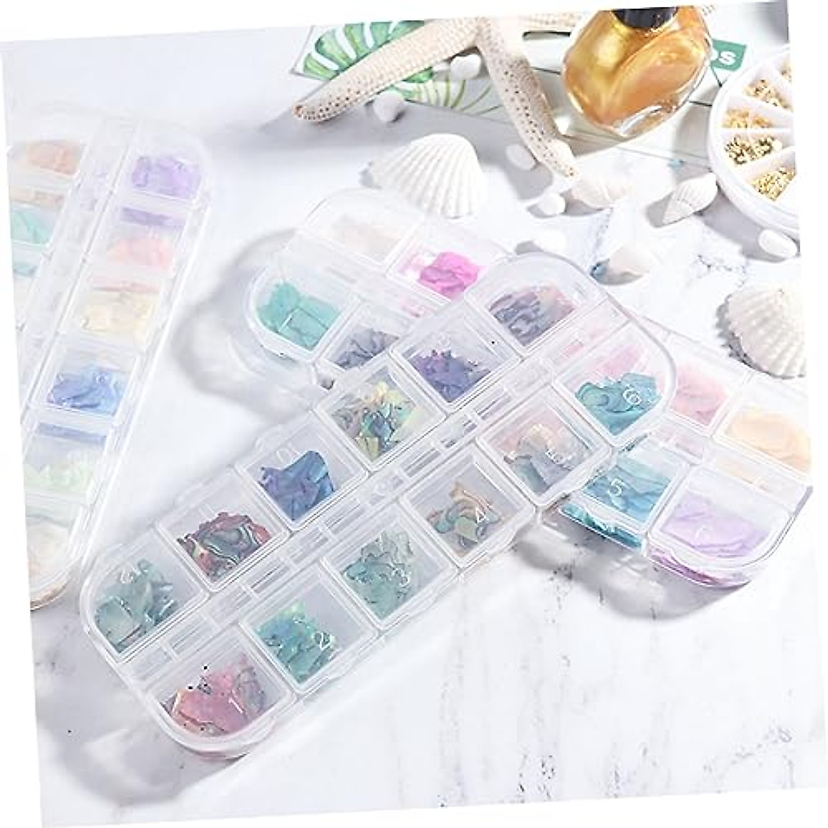 FOMIYES 9 Boxes Nail Glitter Flakes Nail Art Sticker Nail Encapsulation Accessories Manicure Stickers Manicure Accessories Nail Drill bits Nail Stamper Nail Gel Flake 3D Carapace Charm