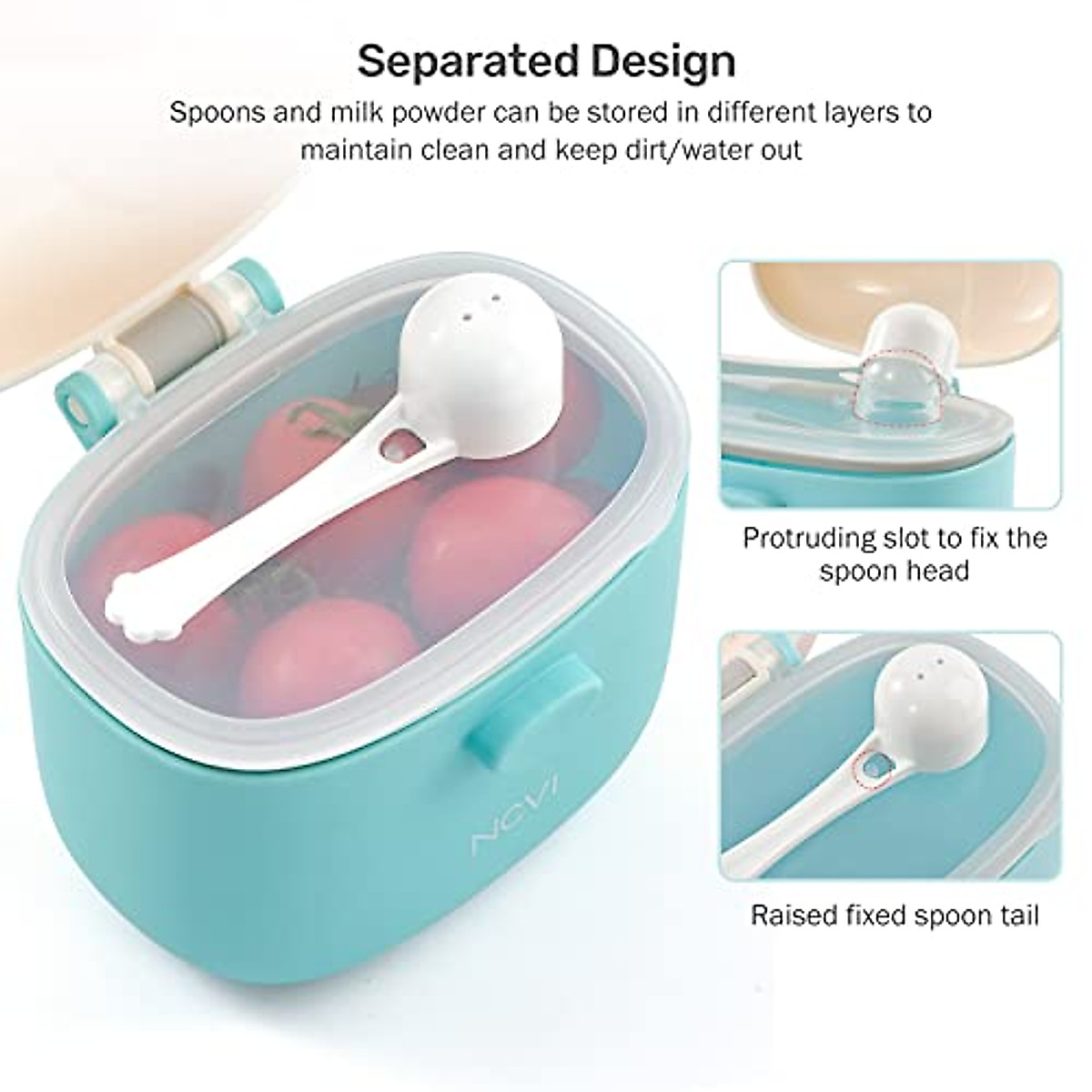 NCVI Baby Formula Dispenser with Scoop and Leveller Portable Storage Formula Containers for Travel, Non-Spill Smart Baby Milk Powder Formula Dispenser for Fruits, Snacks and Nuts (Green)