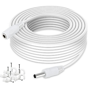 WILDHD DC Power Extension Cable 33ft 1.35mm x 3.5mm Compatible with 5V DC Adapter Cord for CCTV Security Camera IP Camera Standalone DVR (33ft DC3.5mm Plug White)