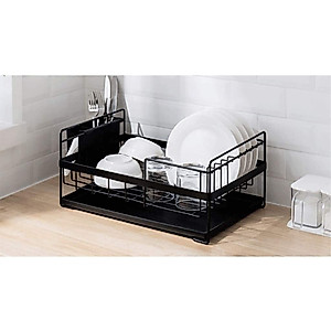 Plate Rack Draining Dish Rack Chrome-plated Steel Dish Rack With Drainboard With Removable Drainboard Removable Plastic Cutlery Tray for Kitchen Countertop (Color : White) Pan Plate Holder