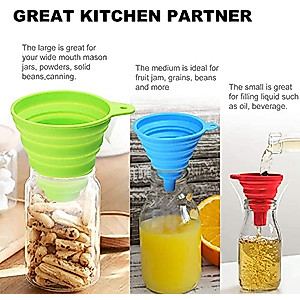 Funnels for Filling Bottles, Kitchen Funnel, Funnels for Kitchen Use, Food Grade Silicone Collapsible Funnel, Liquid, Powder Transfer (3 Pack)