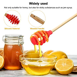 3 Pcs Honey Dipper Stick, Silicone Head Spiral Honey Spoon, Jar Honey Dispensing Stirring Rod Honey Dipper (Red/Yellow/Green)