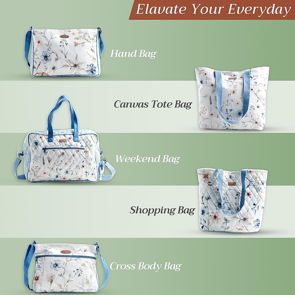 Maison d' Hermine Backpack Cotton Shoulder Backpack with Small Pouch Lightweight Bag for Travel Work Beach Perfect for Women & Men (Ice Florals)