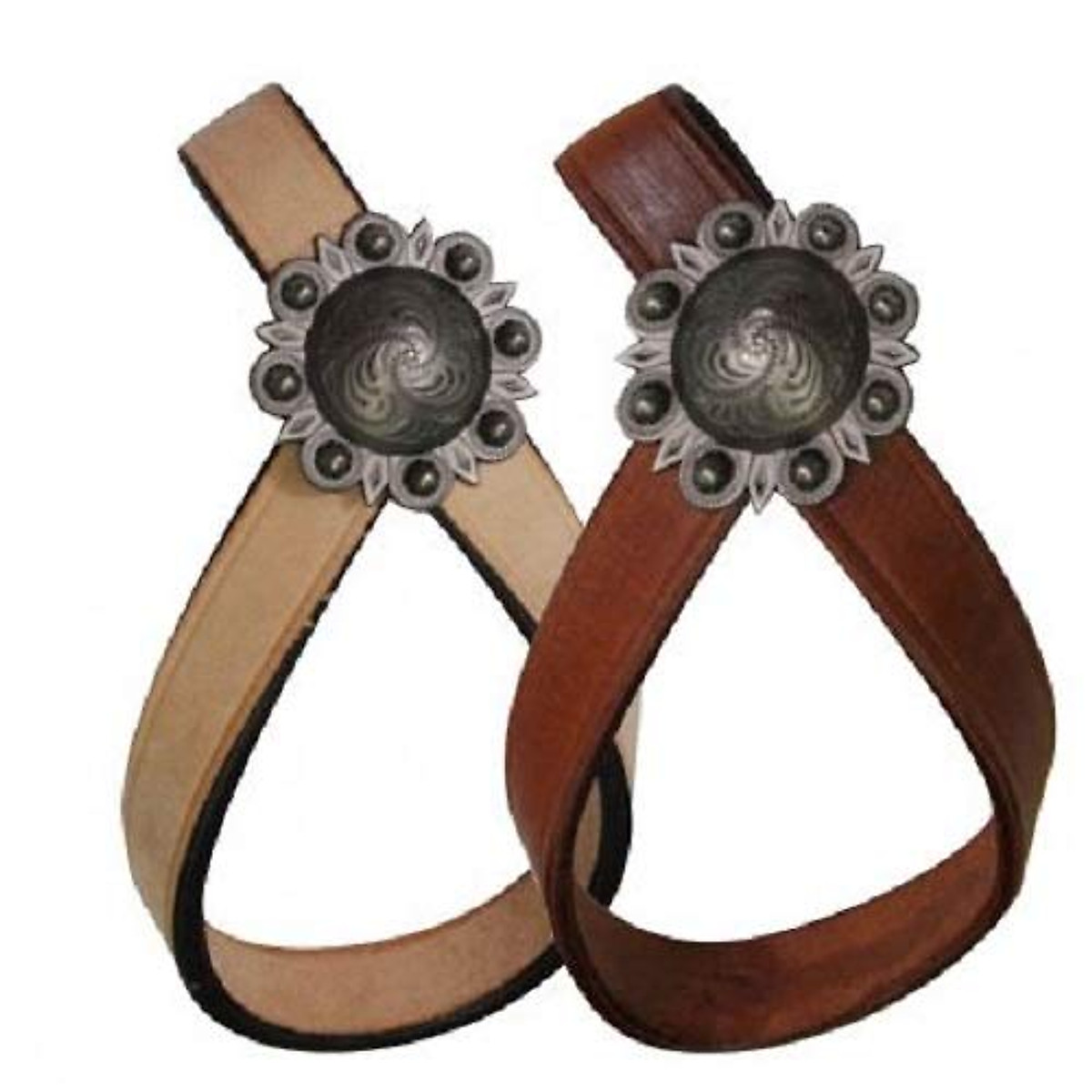 Showman Leather Tie Down Keeper with Concho (Light Oil)