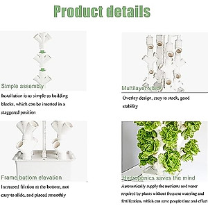 Tower Planting System 16/24/32 Holes Aquaponics Growing System Fruits and Vegetables Aeroponics Kit with Moisturizing Pump, Adapter, Mesh Pots(Size:4columns)