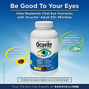 Adema Bausch + Lomb 0-cuvite Adult 50+ Vitamin &. Mineral Supplement with Lutein, Zeaxanthin, and Omega-3, Soft Gels (150 Count) iiiIII