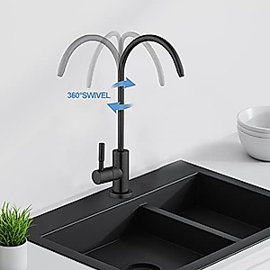 Kitchen Water Filter Faucet(2022NEW)100% Lead-Free Drinking Water Faucet Fits Most Reverse Osmosis Units or Water Filtration System in Non-Air Gap, Stainless Steel 304 Body(Matte Black)