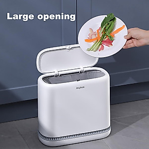 JOYBOS Bathroom Trash Cans with Lids|Small Office Garbage Cans with Automatic Lid|Motion Sensor Waterproof Trash Bin for Bedroom| 4 Gallon Plastic Narrow Wastebasket for Toilet, RV, White